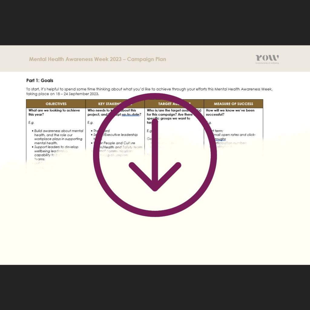 Mental health awareness week planning template | ROW